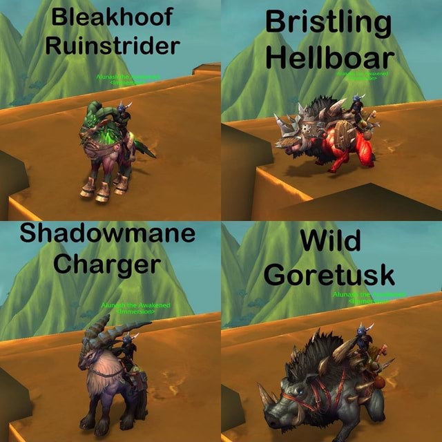 Bleakhoof Bristling Ruinstrider Hellboar Shadowmane Wild Charger Goretusk - iFunny