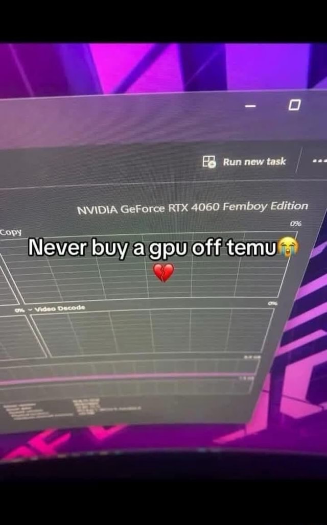 Never buy a gpu off temu - iFunny