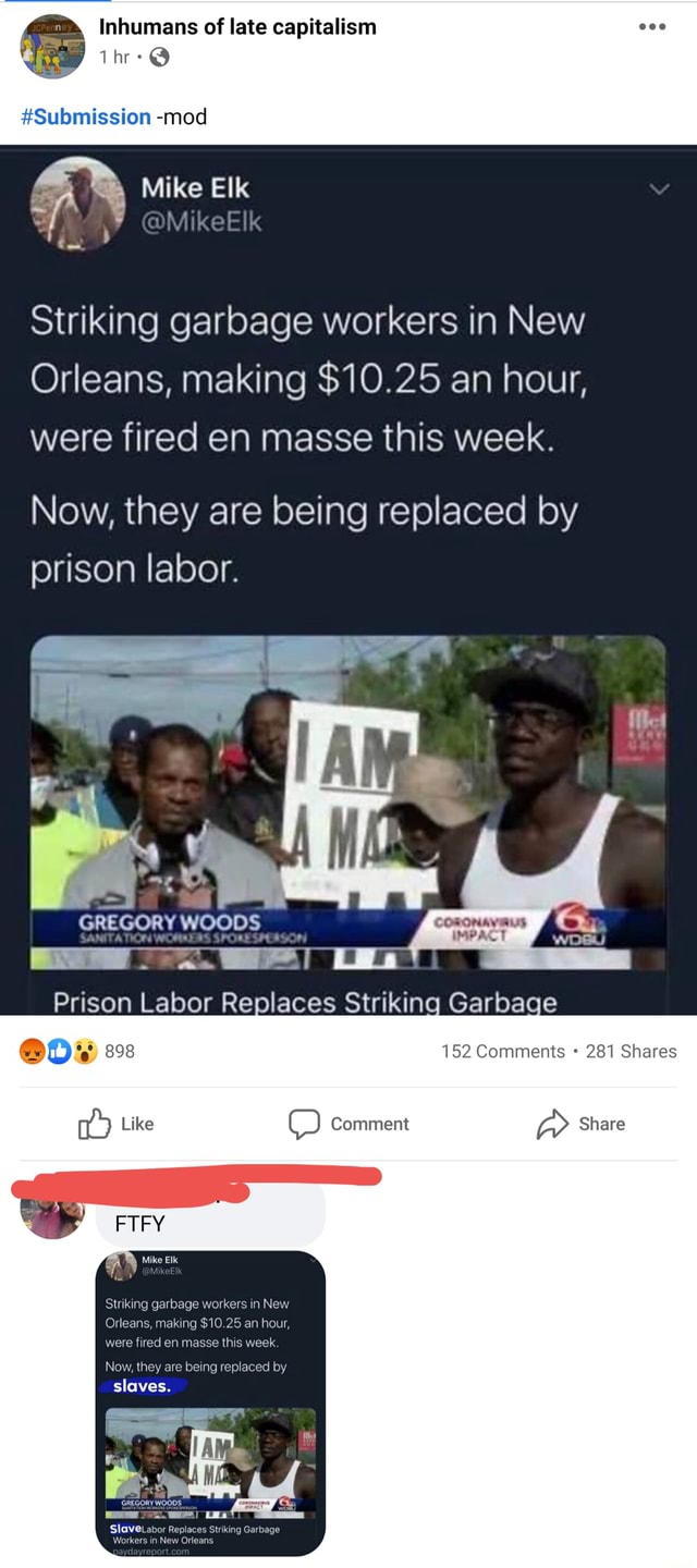 Inhumans of late capitalism thr-@ Mike Elk Mi Striking garbage workers ...