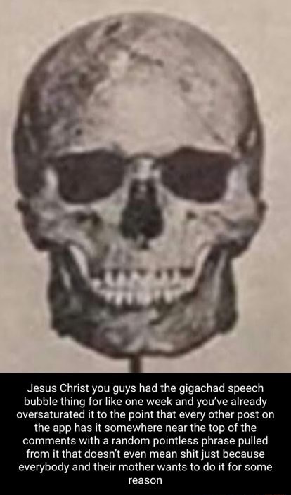 Jesus Christ you guys had the gigachad speech bubble thing for like one ...