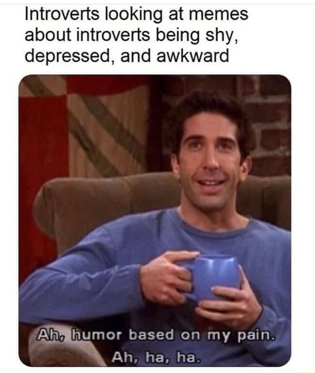 Introverts looking at memes about introverts being shy, depressed, and ...