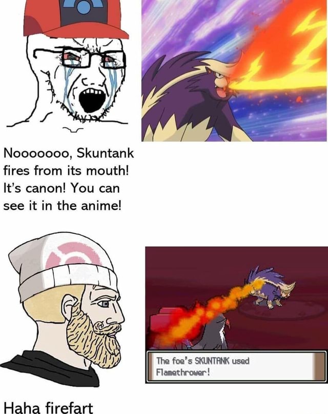 Nooooooo, Skuntank fires from its mouth! It's canon! You can see it in ...