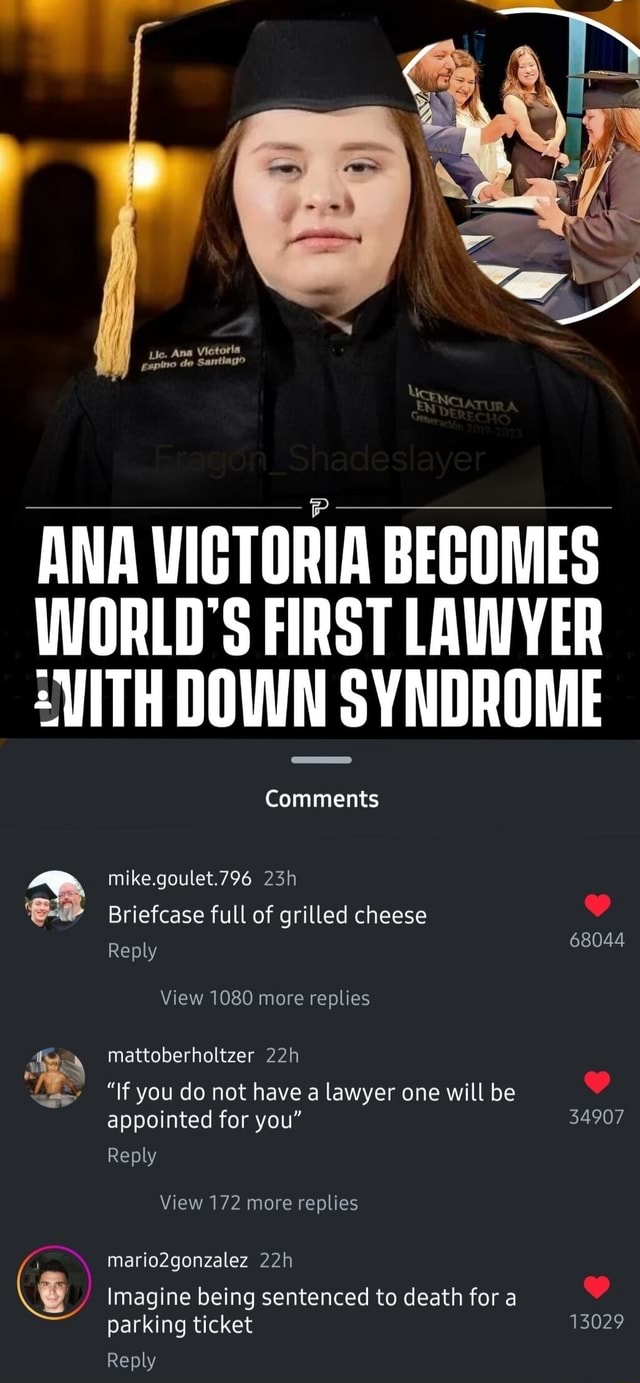 Ana Victoria de Santiago ANA VICTORIA BECOMES WORLD'S FIRST LAWYER SVITH DOWN SYNDROME Comments ...