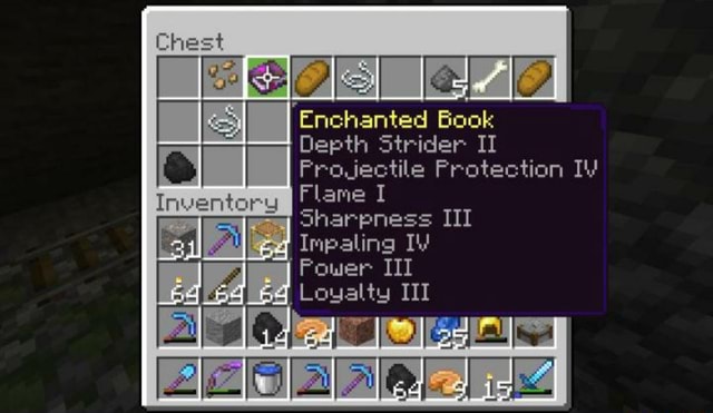 'Enchanted Book Depth Strider IT ProJjectile Protection Flame Sharpness ...