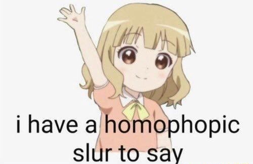 I have a homophopic slur to say - )