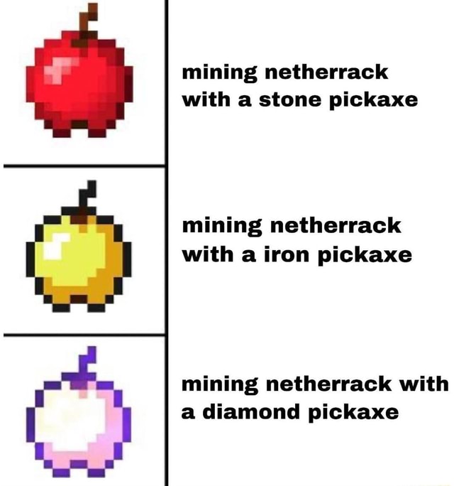 Mining netherrack with a stone pickaxe mining netherrack with a iron ...