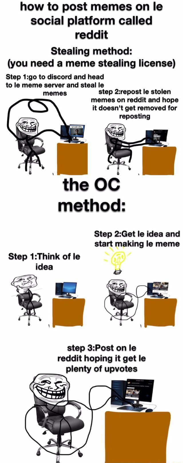 How to post memes on le social platform called reddit Stealing method ...