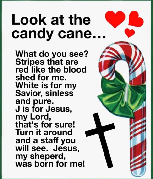 Look at the candy cane... What do you see? Stripes that are red like ...