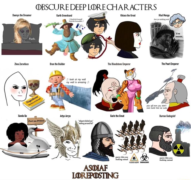 @BSCURE DEEP LORE CHARACTERS the Daenys the Dreamer Garth Greenhand ...