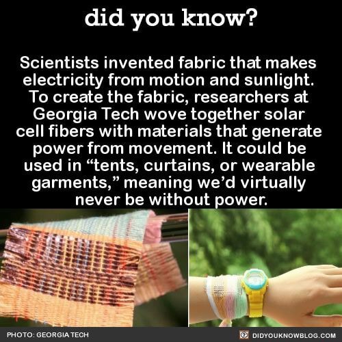 Did you know? Scientists invented fabric that makes electricity from ...