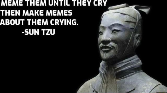 MEME THEM UNTIL THEY CRY THEN MAKE MEMES ABOUT THEM CRYING. -SUN TZU ...