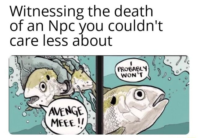 Witnessing the death of an Npc you couldn't care less about - iFunny