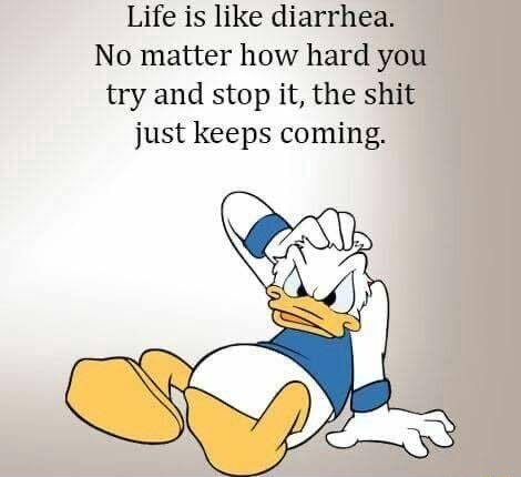 Life is like diarrhea. No matter how hard you try and stop it, the shit ...