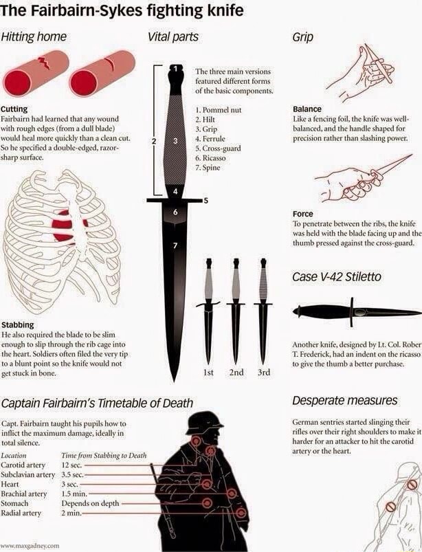 The Sykes fighting knife Hitting home Vital parts The theee main ver ...