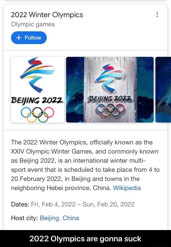 2022 Winter Olympics Olympic games The 2022 Winter Olympics, officially ...