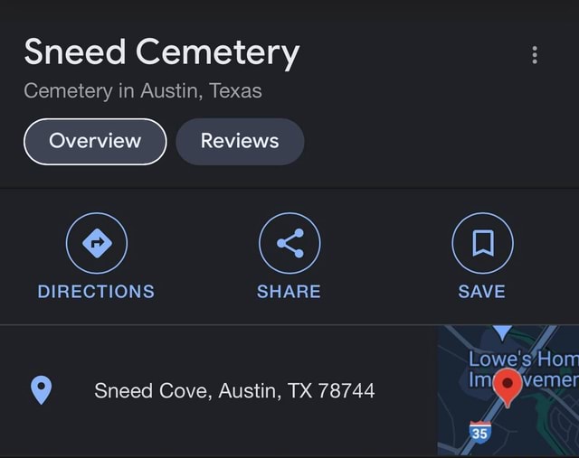 Sneed Cemetery Cemetery in Austin, Texas Overview I Reviews DIRECTIONS ...