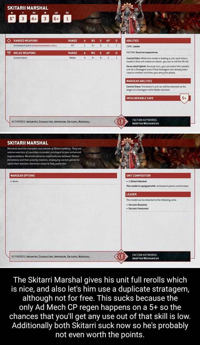 SKITARII MARSHA MELEE WEAPONS SS ABILITIES Archeotech pistol ...