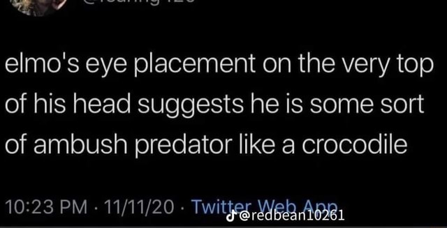 Elmo's eye placement on the very top of his head suggests he is some ...