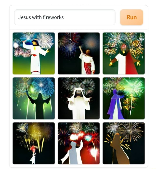 Jesus with fireworks Run - iFunny