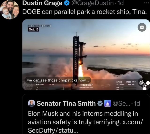 Dustin Grage @ @GrageDustin- id $ DOGE can parallel park a rocket ship ...