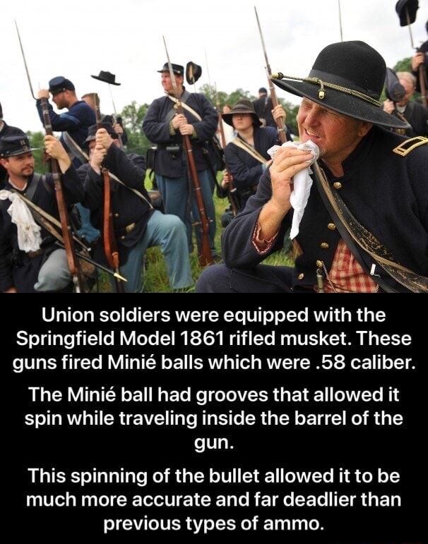 Springfield Model 1861 rifled musket. These guns fired Minié balls ...