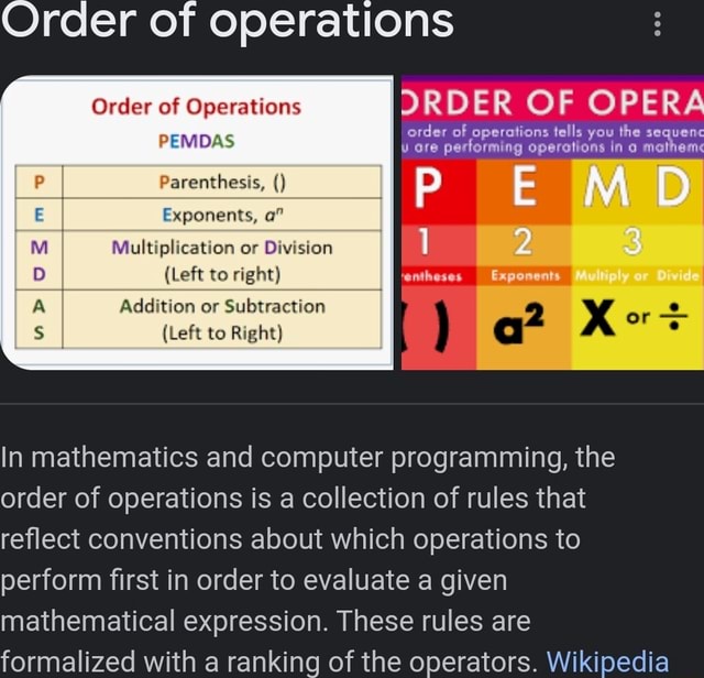Order of operations Order of Operations IRDER OF OPERA order of ...