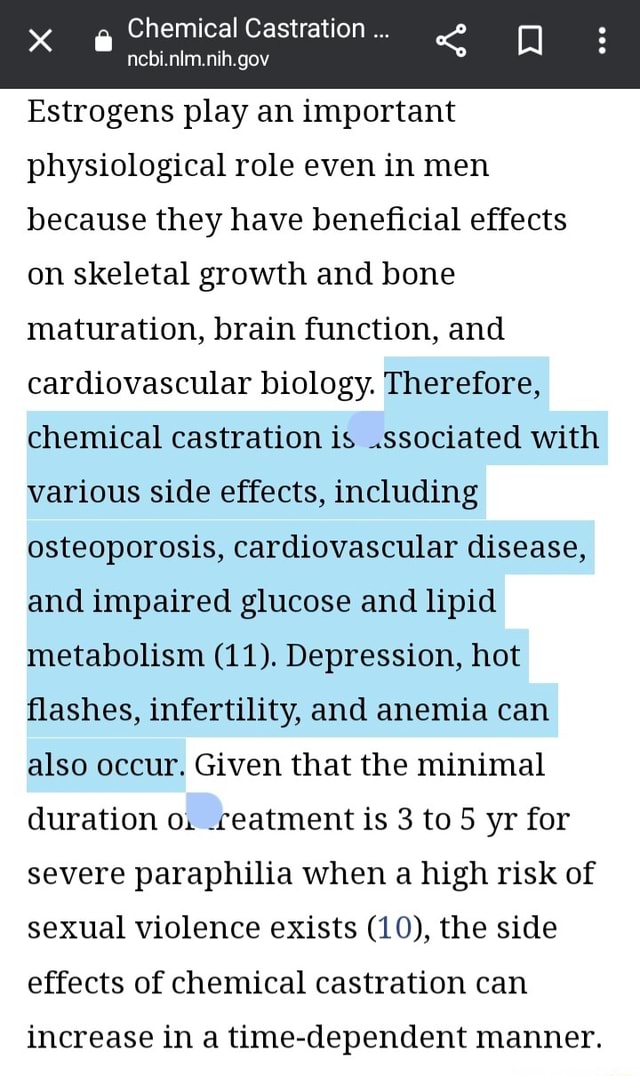 @ Chemical Castration nih gov Estrogens play an important physiological ...