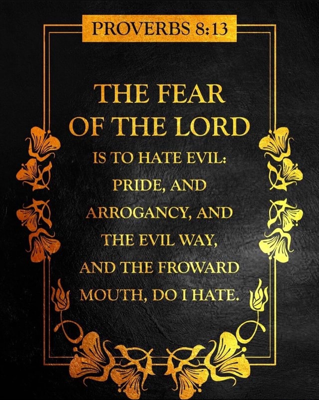 PROVERBS THE FEAR OF THE LORD IS TO HATE EVIL: PRIDE, AND ARROGANCY, AND THE EVIL WAY, AND THE ...