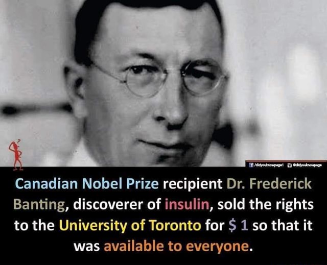 Canadian Nobel Prize recipient Dr. Frederick Banting, discoverer of ...