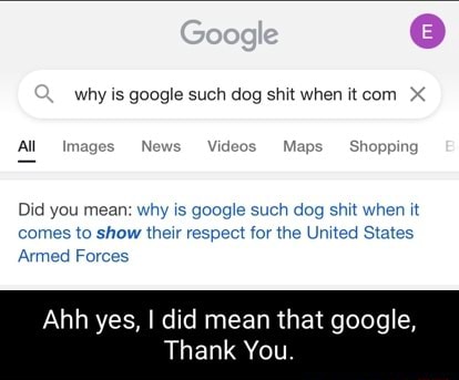 Google why is google such dog shit when it com All Images Videos Maps ...
