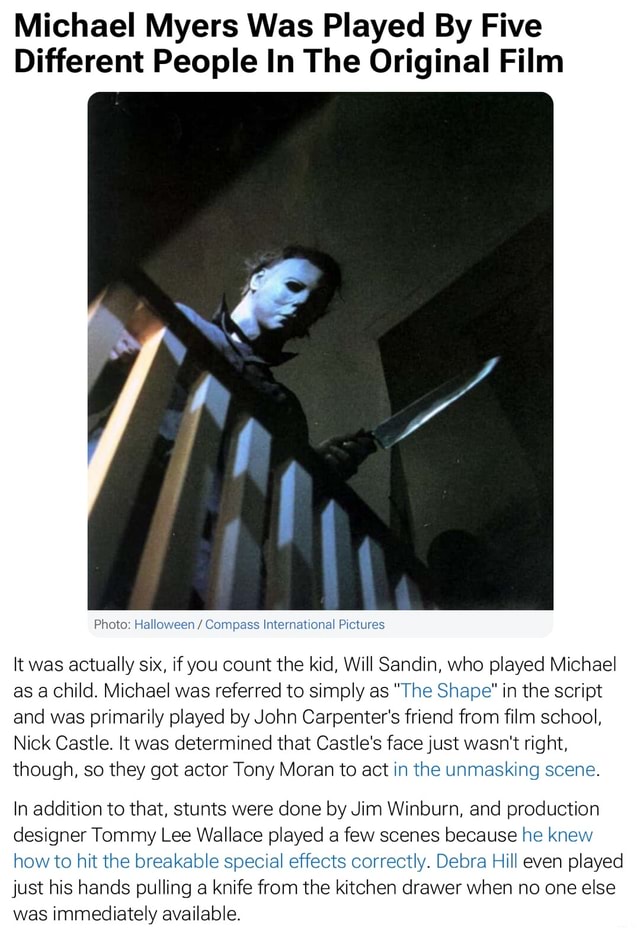 Michael Myers Was Played By Five Different People In The Original Film ...