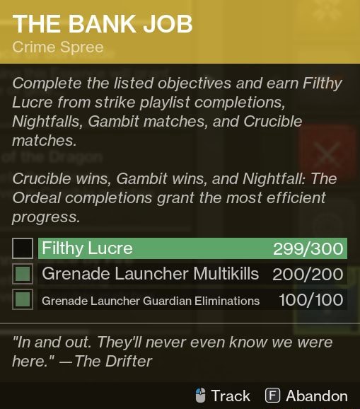Complete the listed objectives and earn Filthy Lucre from strike ...