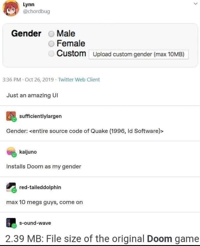 Lynn @chordbug Gender Male Female Custom Upload custom gender (max TOME ...