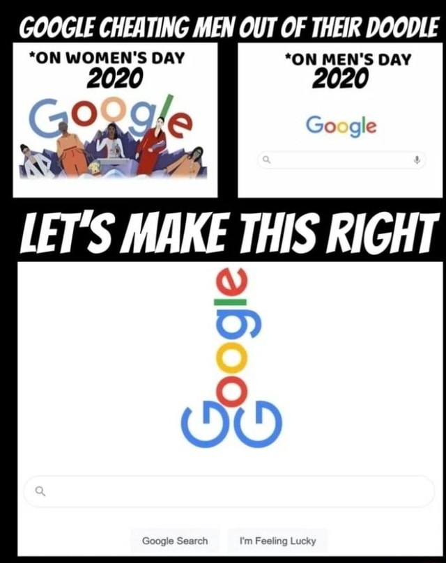 GOOGLE CHEATING MEN OUT OF THEIR DOODLE *ON WOMEN'S DAY *ON MEN'S DAY ...