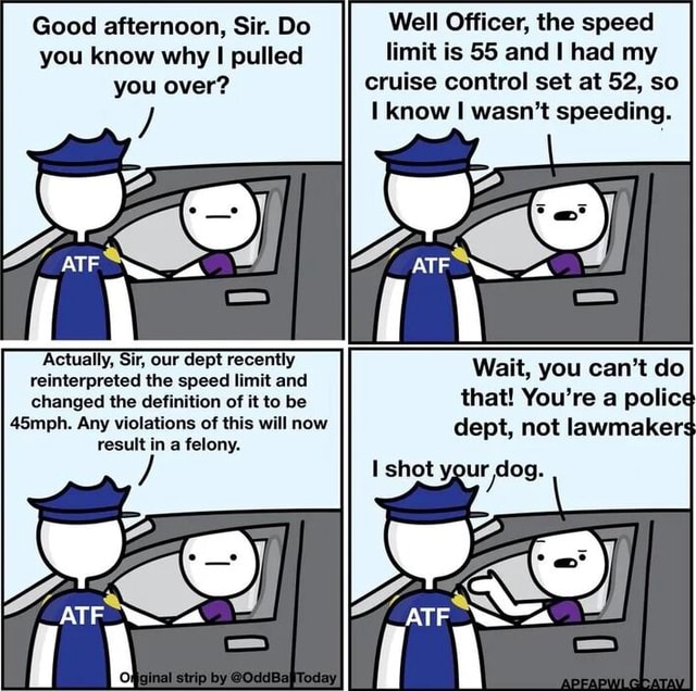 Good afternoon, Sir. Do you know why I pulled you over? Actually, Sir ...