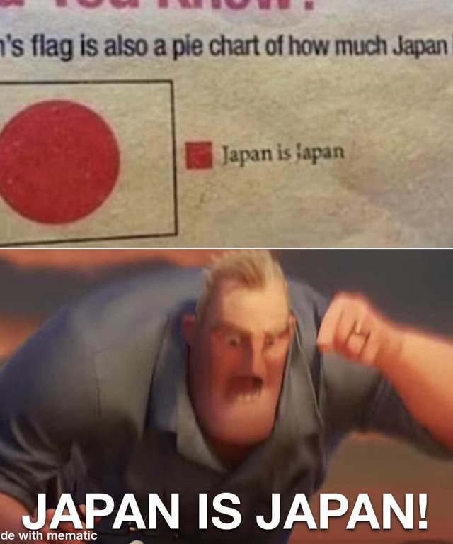 's flag is also a pie chart of how much Japan Japan is Sapan JAPAN IS ...