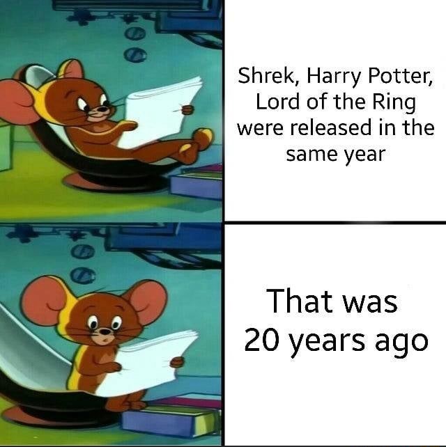 Shrek, Harry Potter, Lord of the Ring were released in the same year ...