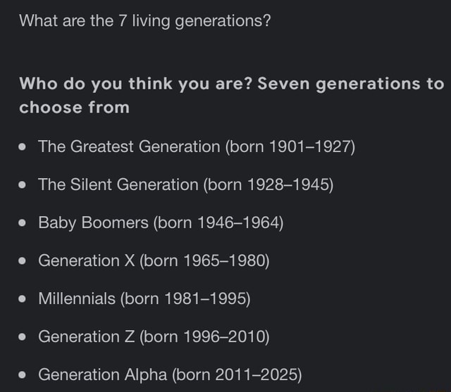 What are the 7 living generations? Who do you think you are? Seven ...