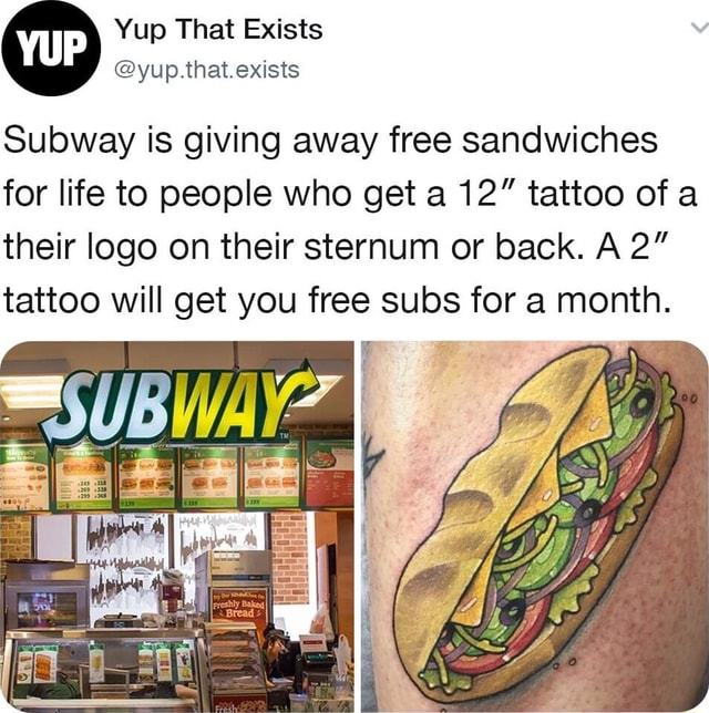 Subway is giving away free sandwiches for life to people who get a 12 ...