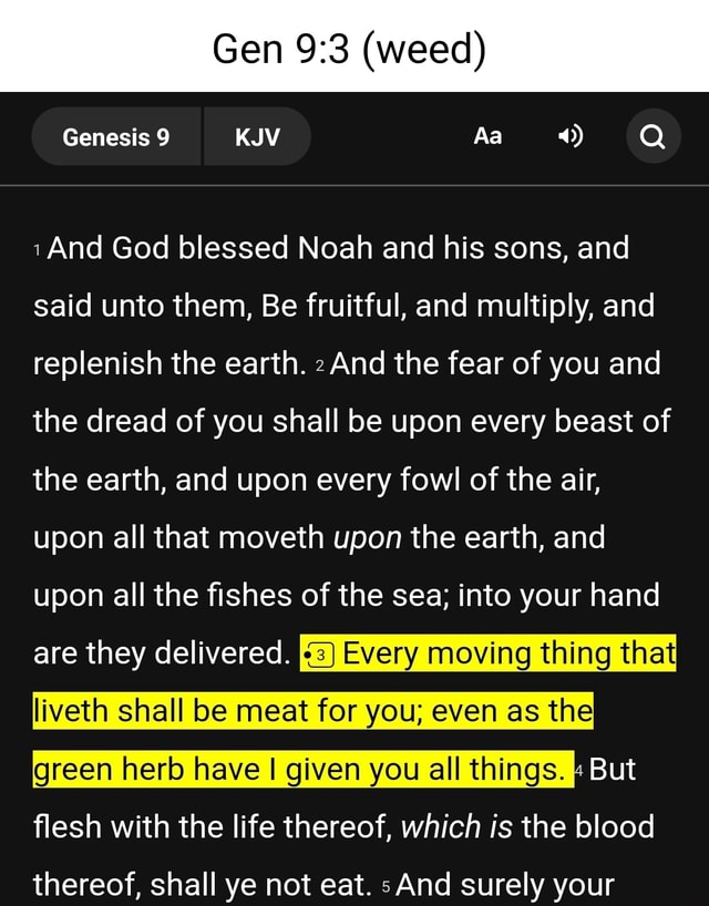 Gen (weed) Genesis 9 KJV Aa 4) Q 1 And God blessed Noah and his sons ...