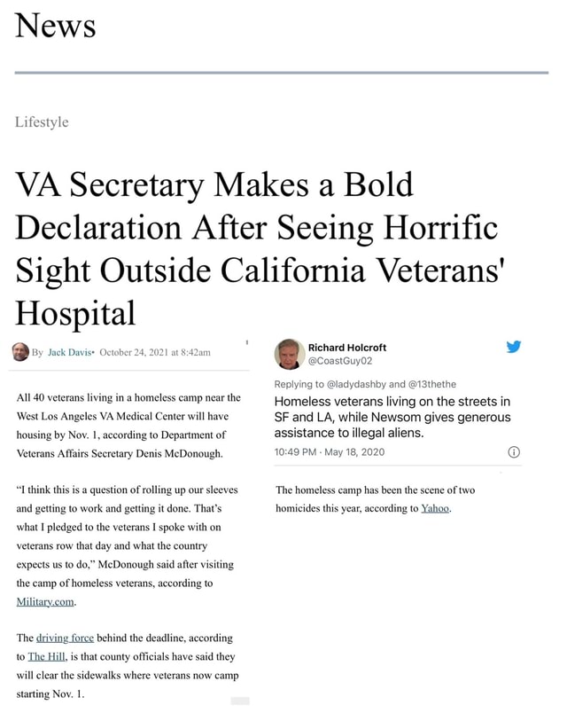 News Lifestyle VA Secretary Makes a Bold Declaration After Seeing ...