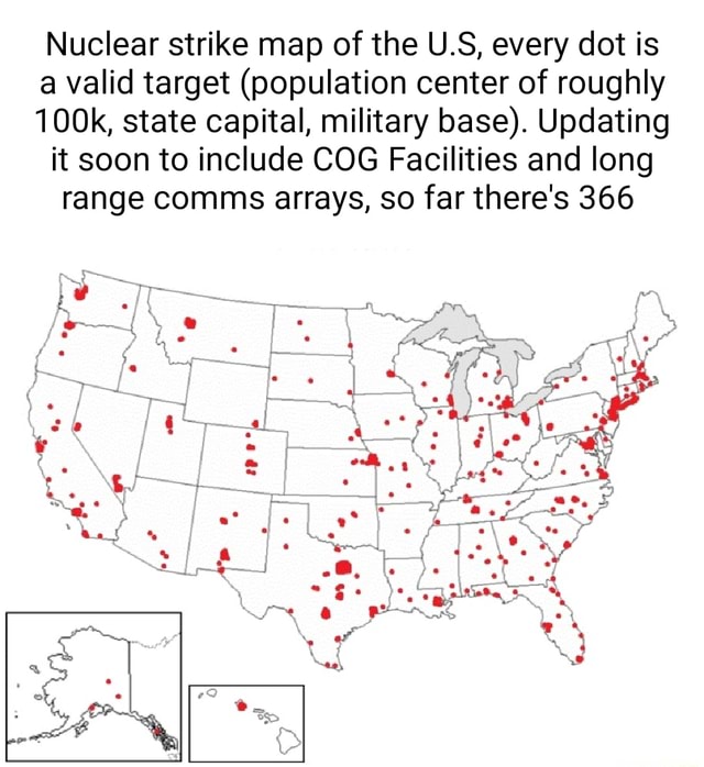Nuclear strike map of the U.S, every dot is a valid target (population ...