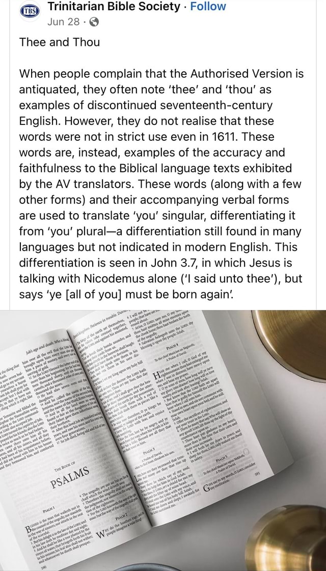 Trinitarian Bible Society - Follow Jun 28 Thee and Thou When people ...