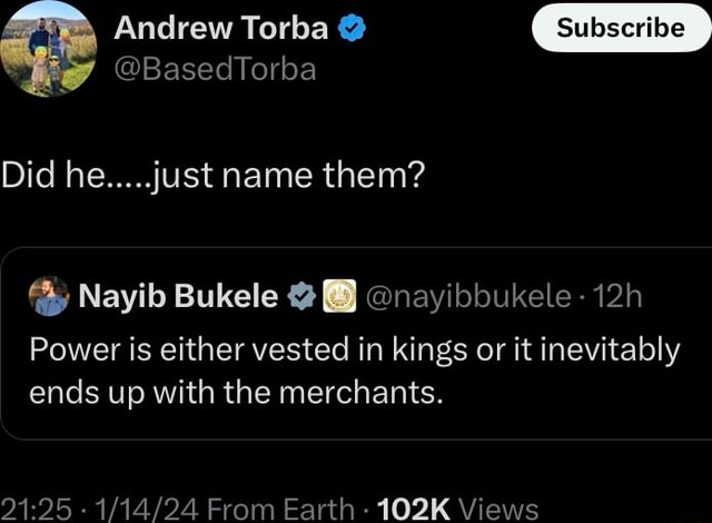 Andrew Torba @ Did he.....just name them? Nayib Bukele @nayibbukele ...