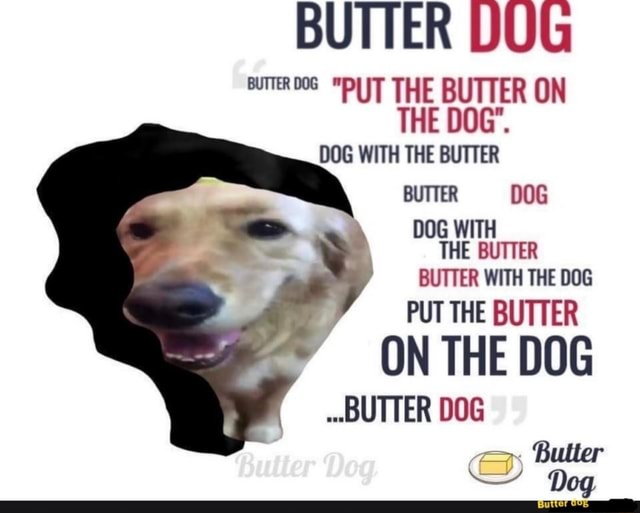 BUTTER "PUT THE BUTTER ON THE DOG". DOG WITH THE BUTTER BUTTER DOG DOG ...