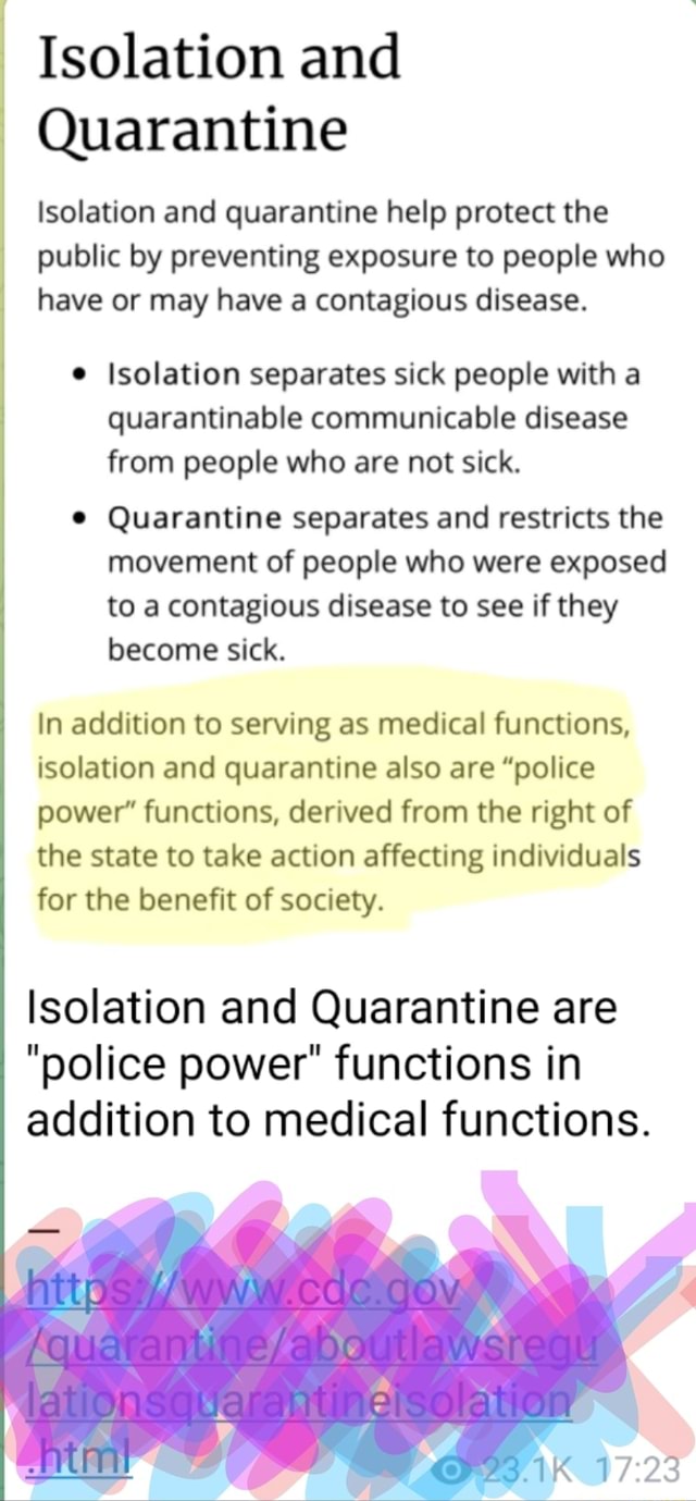 Isolation and Quarantine Isolation and quarantine help protect the ...