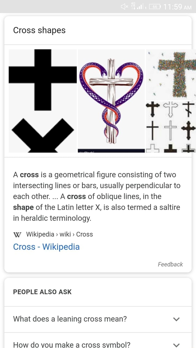 Cross shapes A cross is a geometrical figure consisting of two ...