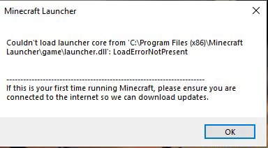 Minecraft Launcher Couldn't load launcher core from Files ...