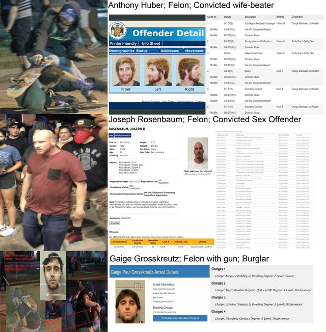 'Anthony Huber; Felon; Convicted wife-beater Offender Detail Printer ...