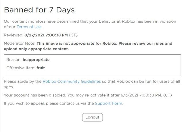 Banned for 7 Days Our content monitors have determined that your ...